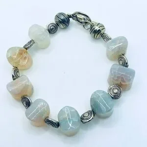 Vintage | Jewelry | Polished Agate Rounded Square Shaped Stone Bead ...